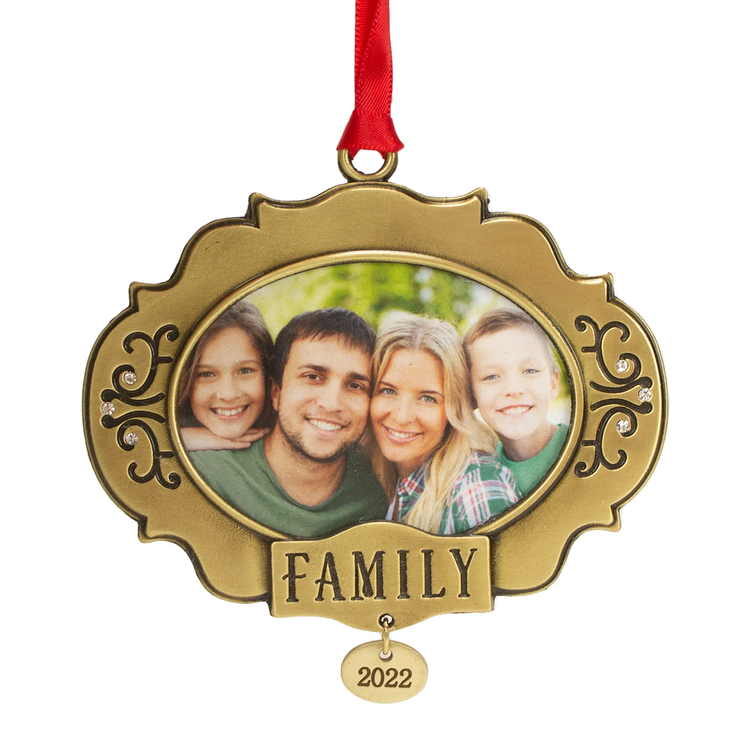 BRASS 2022 FAMILY PHOTO ORNAMENT - Liberty Home Decor